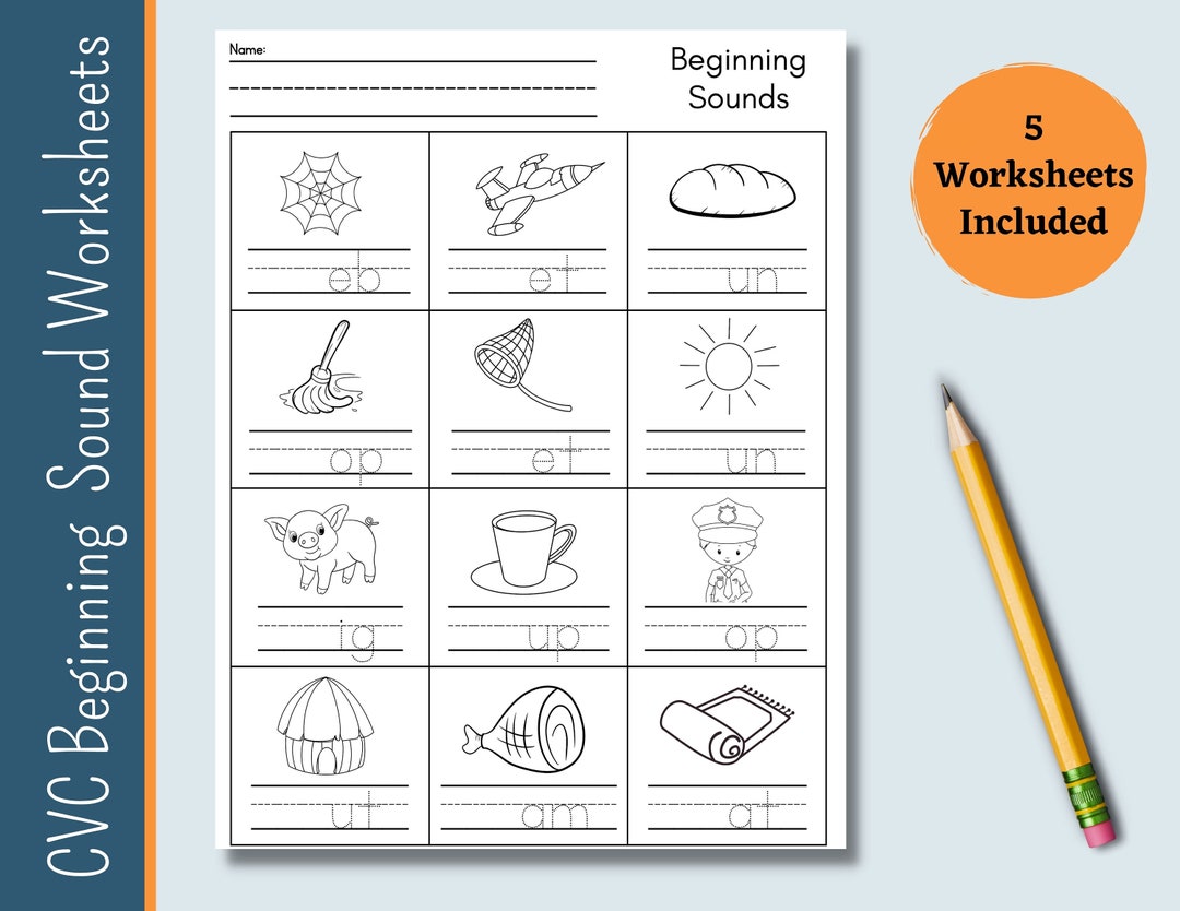 5 CVC Beginning Sound Worksheets | CVC Words | Printable | Phonics ...