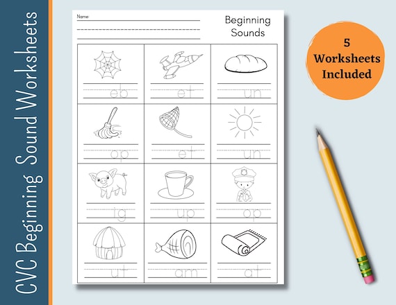 5 CVC Beginning Sound Worksheets CVC Words Printable - Etsy