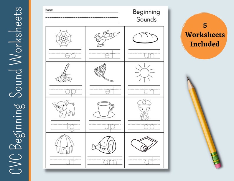 5 CVC Beginning Sound Worksheets | CVC Words | Printable | Phonics ...