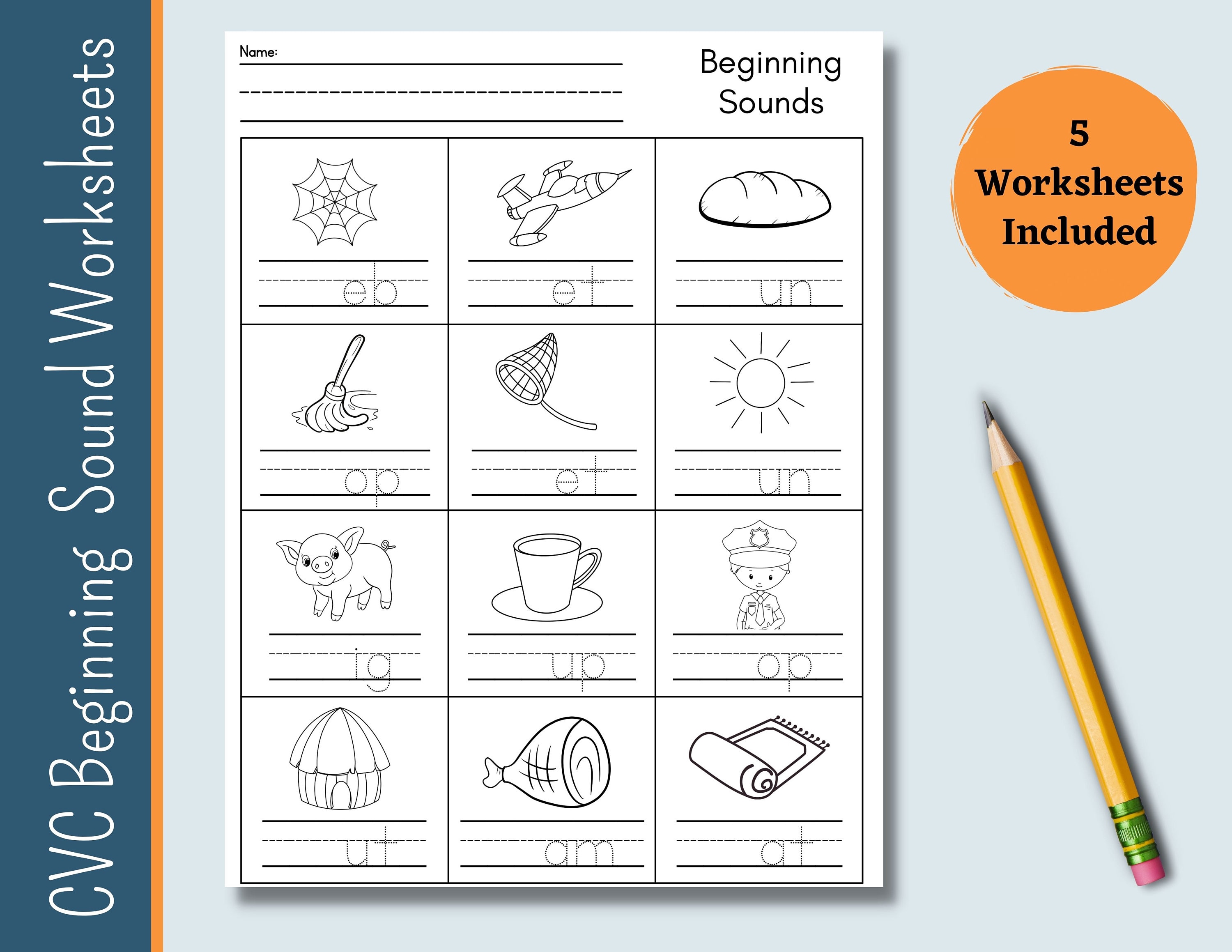5 CVC Beginning Sound Worksheets | CVC Words | Printable | Phonics ...