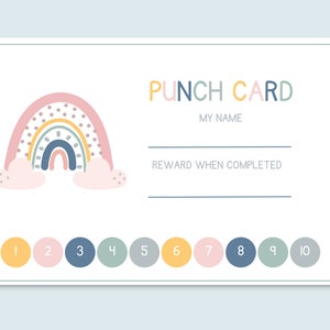 Incentive Punch Cards | Rainbow | 10 Punches | 20 Punches| Reward ...