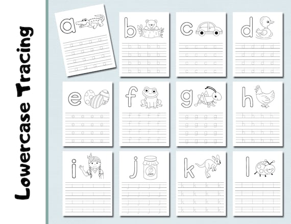 Lowercase Alphabet Tracing Worksheets Coloring Pages - Etsy