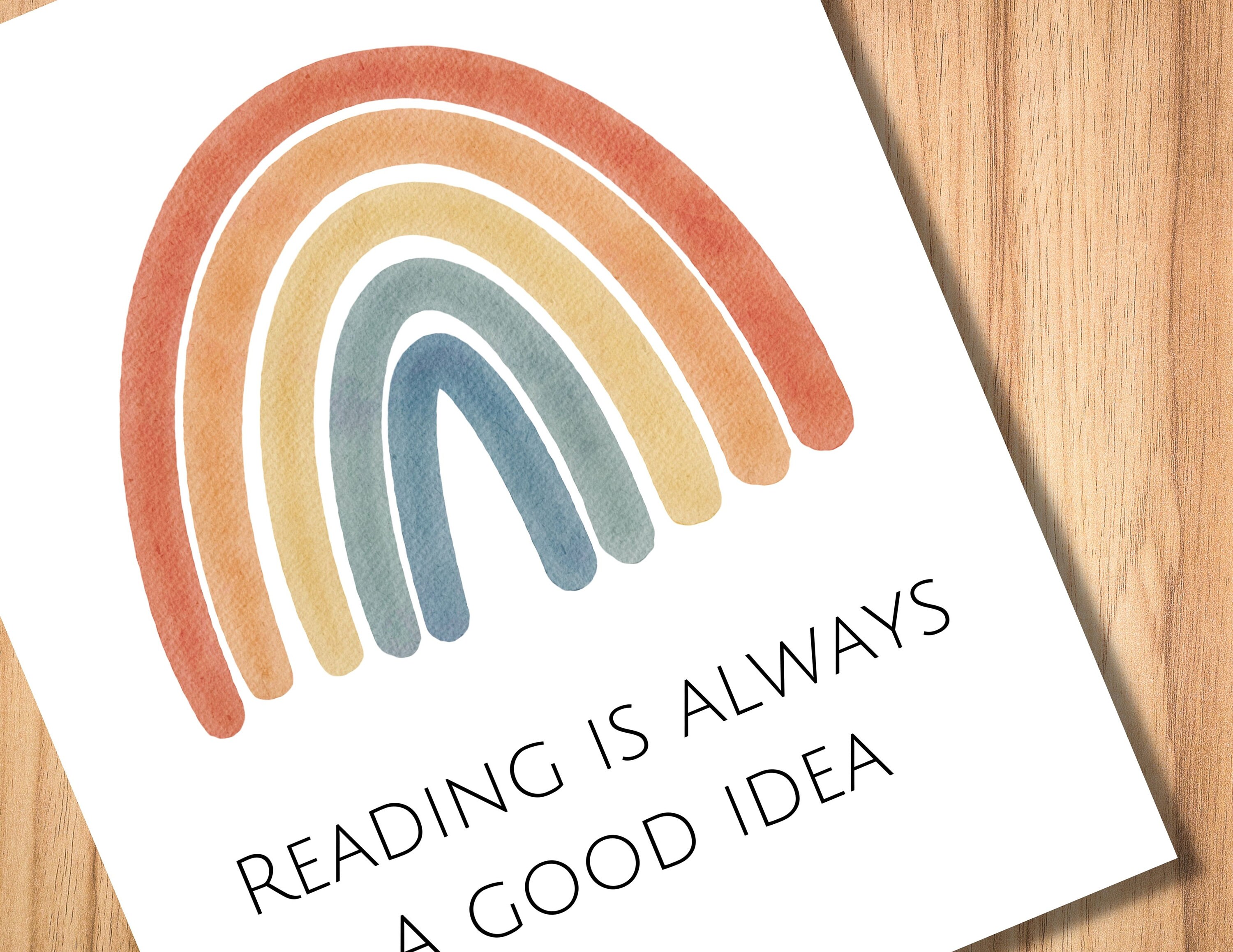 Reading Poster Rainbow Reading Wall Art Library Poster - Etsy