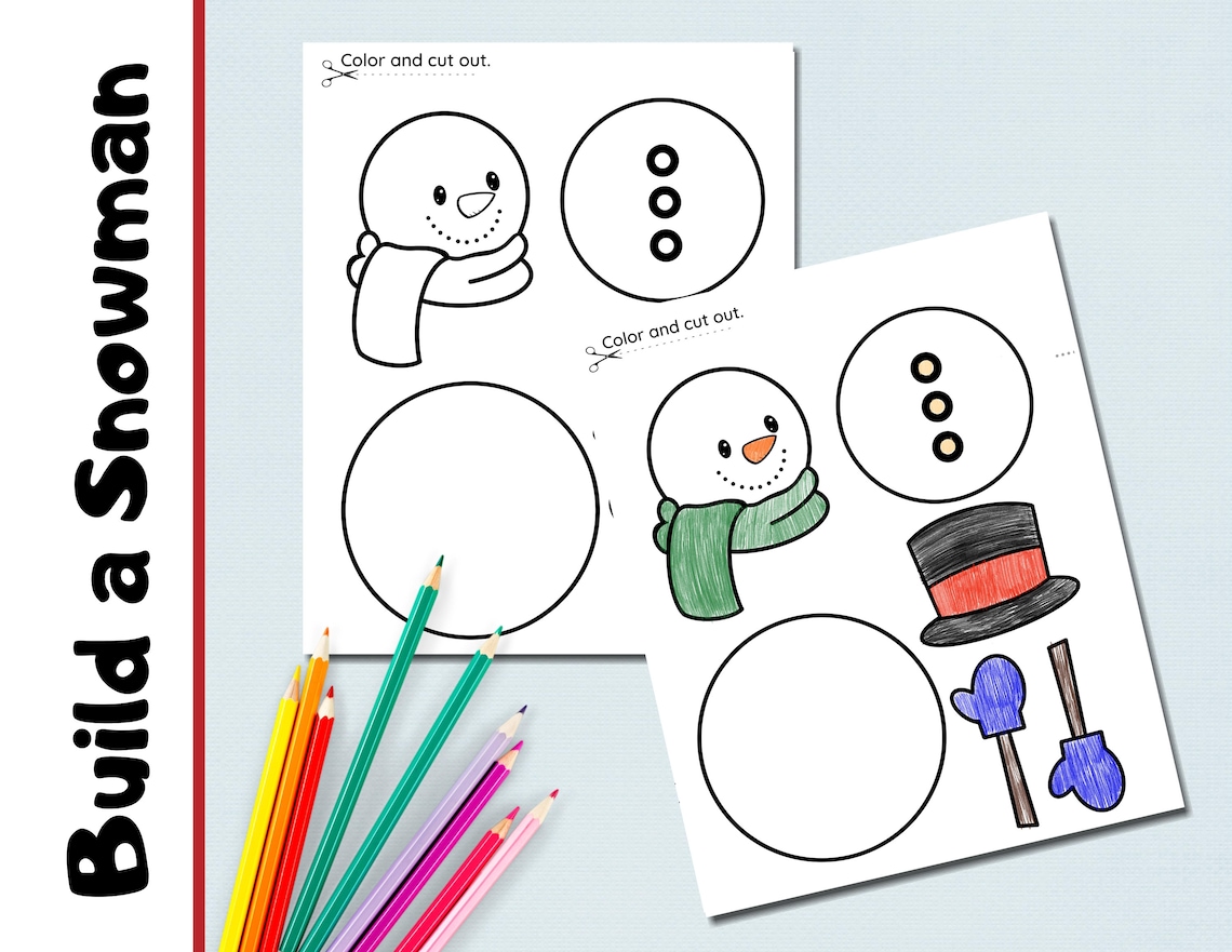 Snowman Coloring Activity | Cut and Paste | Snowman Craft | Winter ...