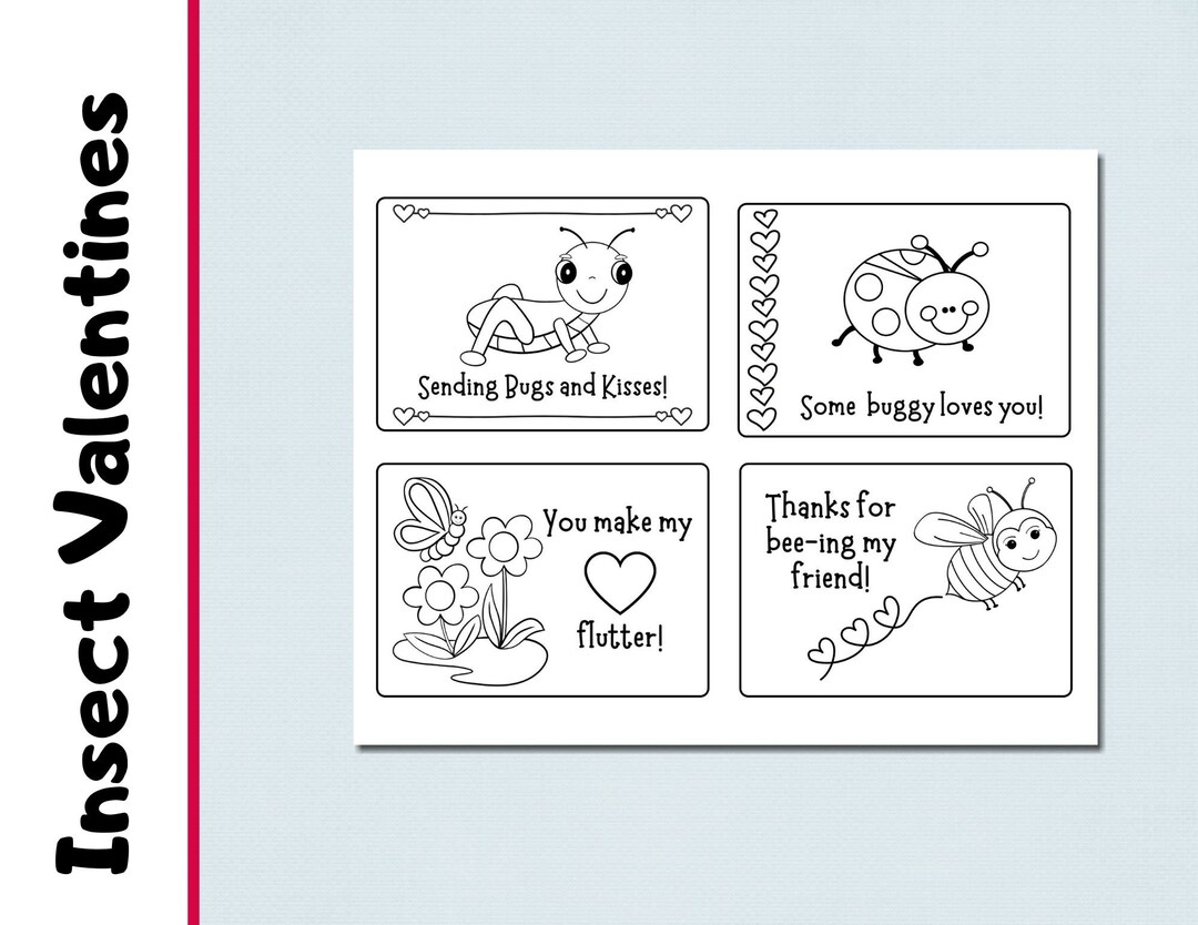 4 Insect Valentines | Printable Valentine | Art | Handcraft | Insect ...