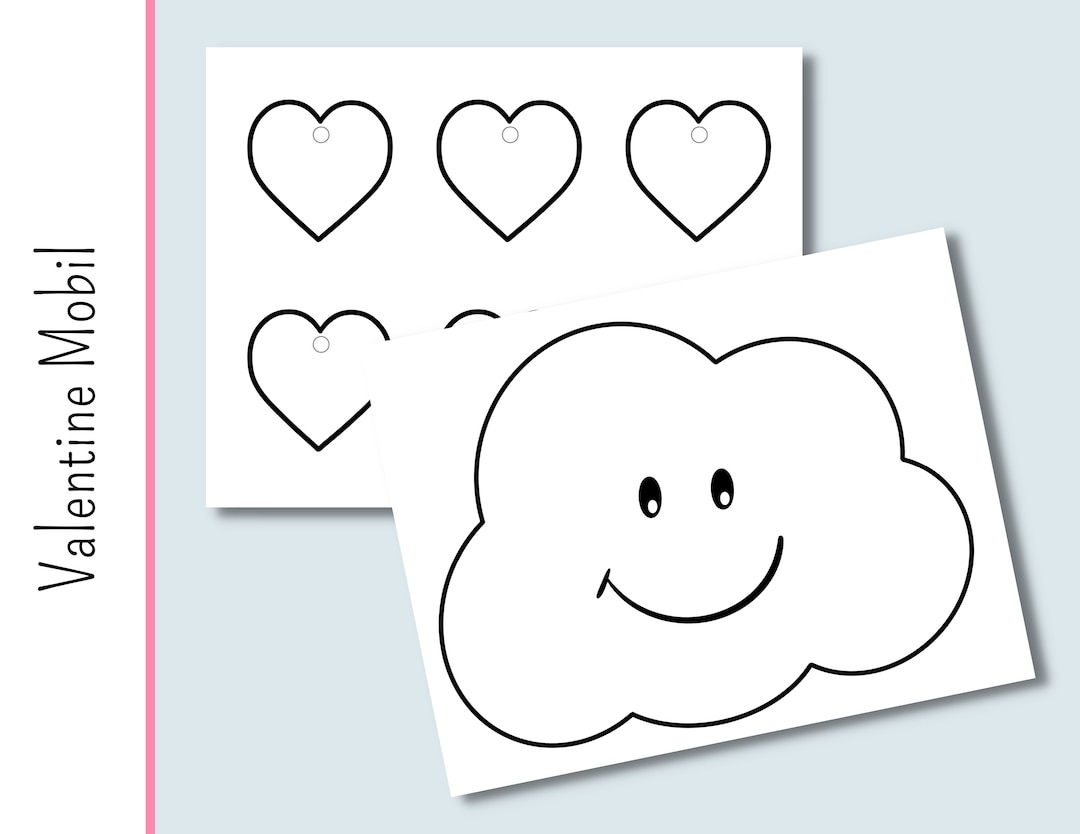 Valentine Mobil Printable Valentine Craft Coloring Color and Cut Craft ...