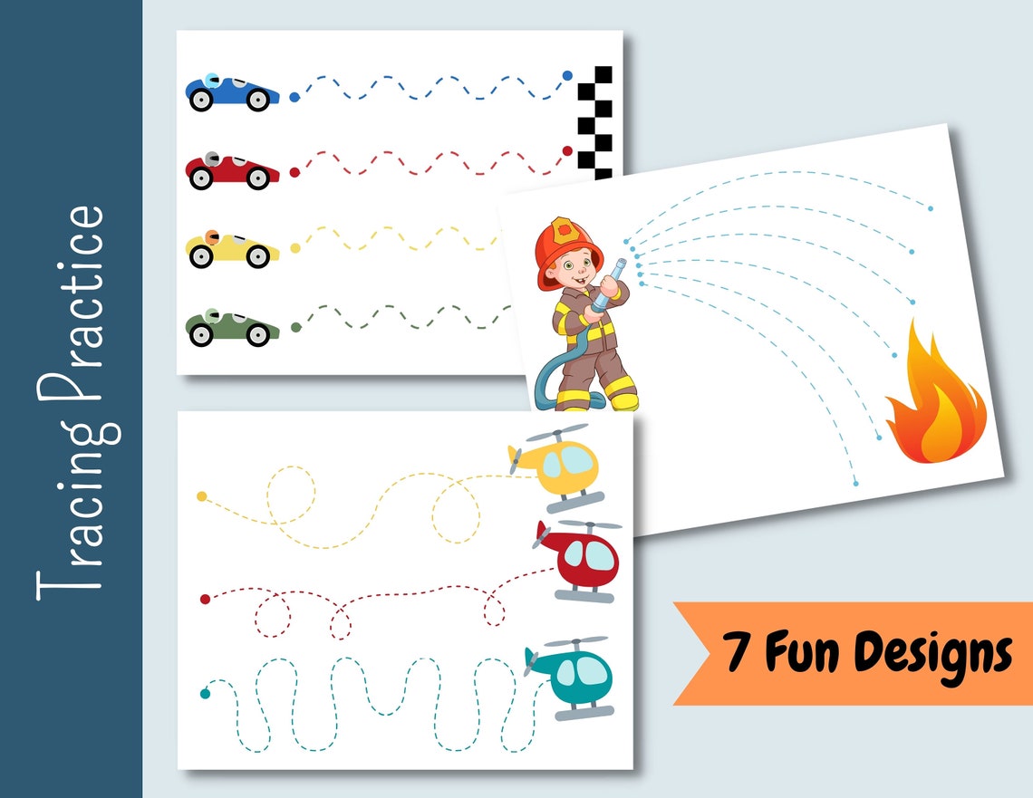 7 Tracing Lines Tracing Worksheets Pre Writing Practice - Etsy