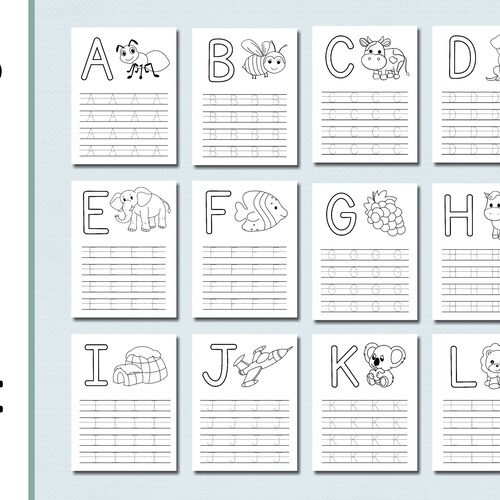 Uppercase Alphabet Tracing Worksheets Coloring Pages - Etsy