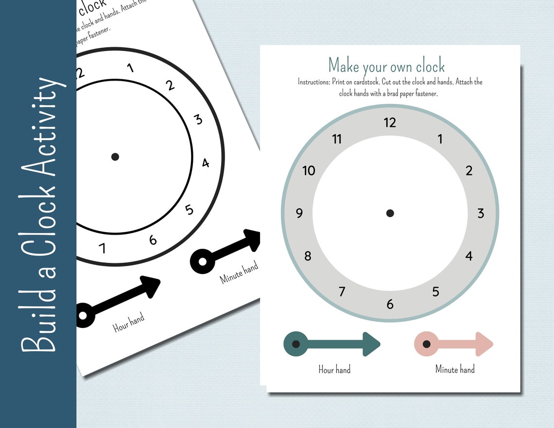 Build a Clock Educational Clock Telling Time Activity Cut Activity ...