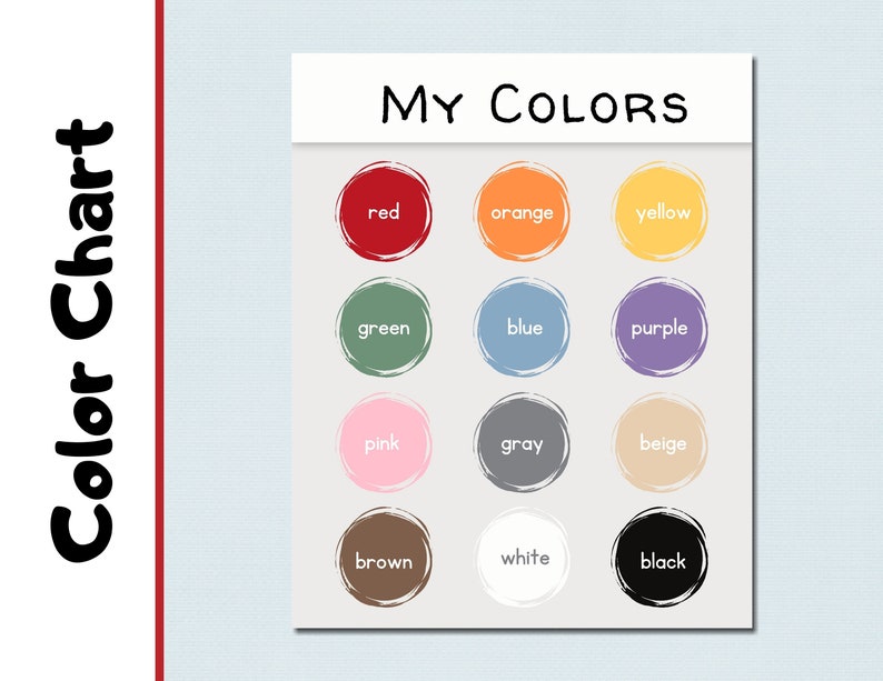 Color Chart | Learning Colors | Educational Chart | Colors Wall Art ...