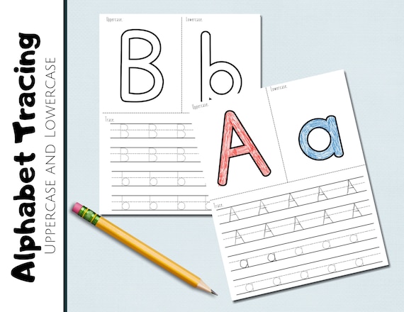 Alphabet Uppercase and Lowercase Tracing Worksheets - Etsy
