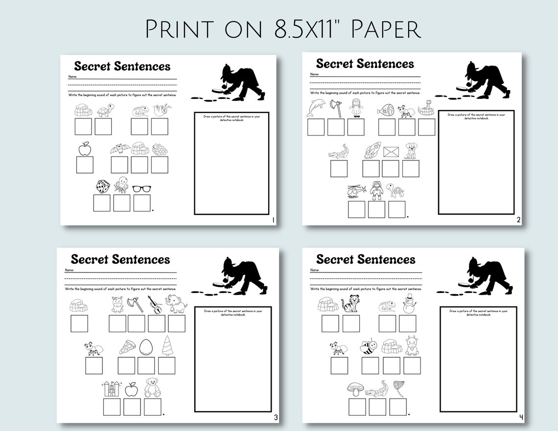 Secret Sentence Worksheets CVC Words Sight Words Handwriting Letter ...