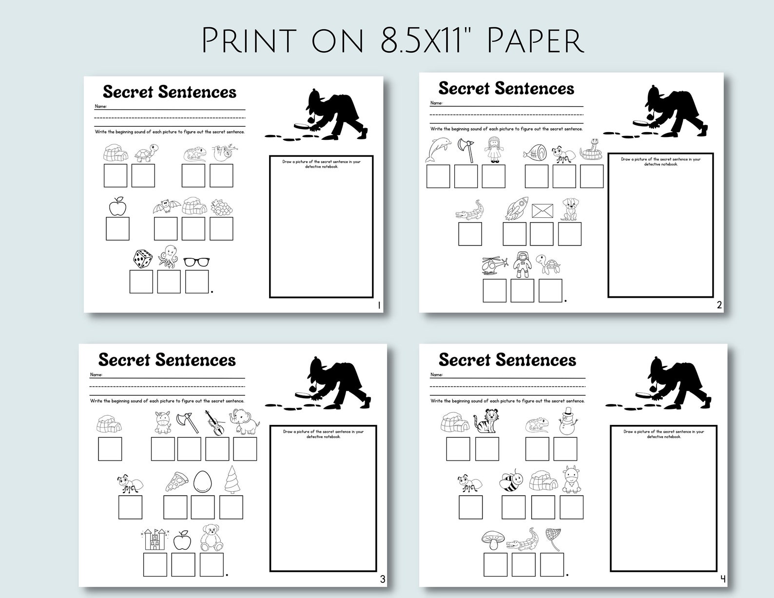 Secret Sentence Worksheets CVC Words Sight Words Handwriting Letter ...