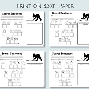 Secret Sentence Worksheets | CVC Words | Sight Words | Handwriting ...