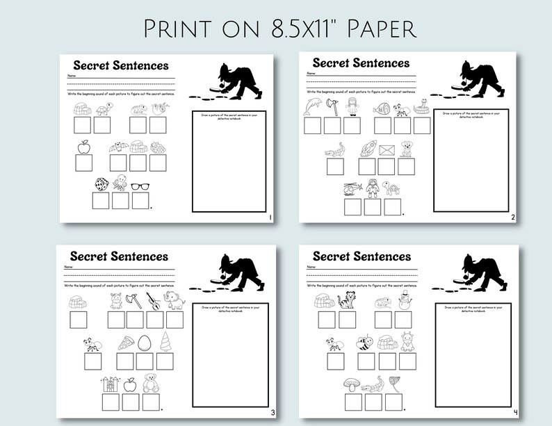 Secret Sentence Worksheets CVC Words Sight Words Handwriting Letter ...