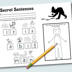 Secret Sentence Worksheets | CVC Words | Sight Words | Handwriting ...