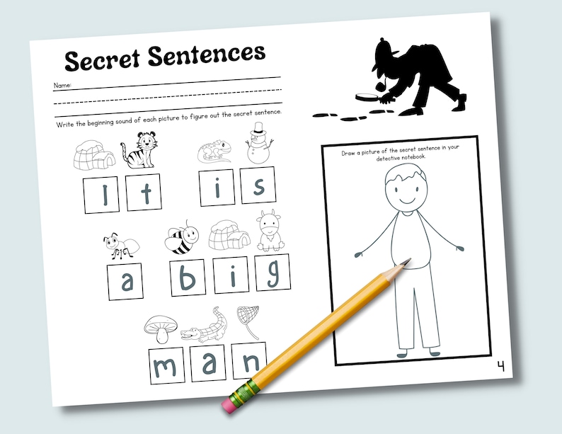 Secret Sentence Worksheets CVC Words Sight Words Handwriting Letter ...