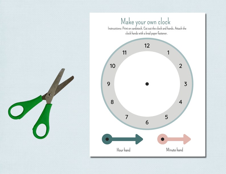 Build a Clock Educational Clock Telling Time Activity Cut Activity ...