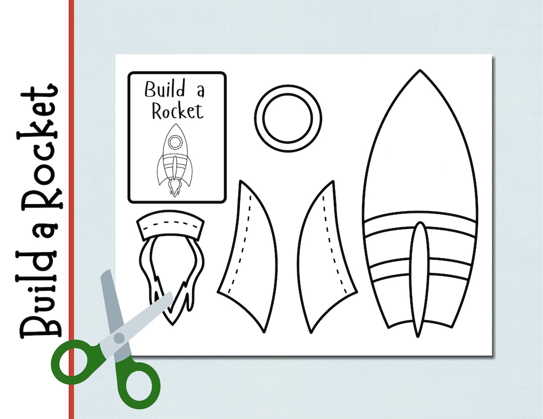 Build a Rocket | Digital Printable | Coloring Activity | Cut and Paste ...