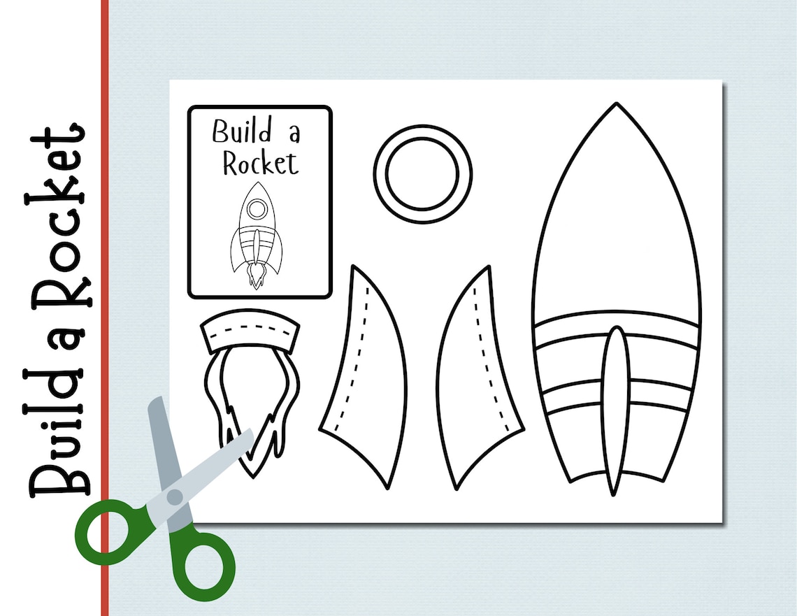 Build a Rocket | Digital Printable | Coloring Activity | Cut and Paste ...