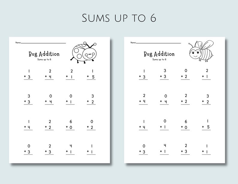 12 Bug Theme Addition Worksheets | Math Worksheets | 12 Pages | Sums ...