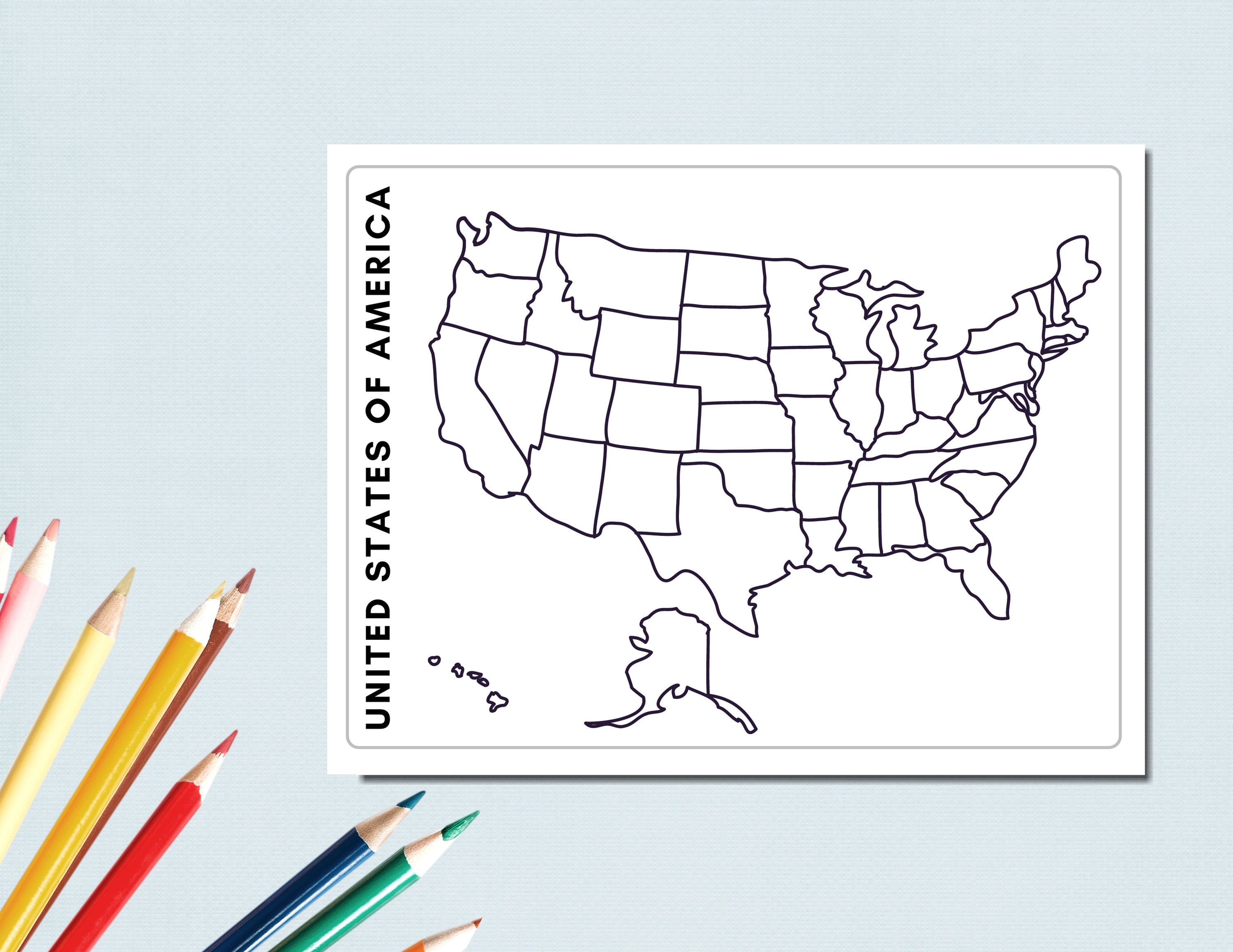 50 States Coloring Pages USA Geography USA Coloring Pages - Etsy