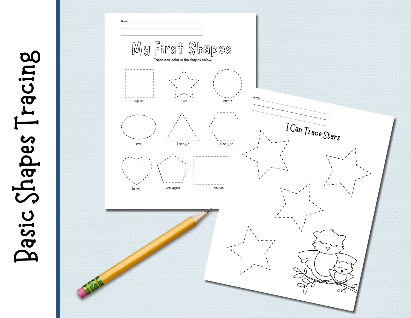 Basic Shape Tracing Tracing Worksheets Shapes Learning - Etsy