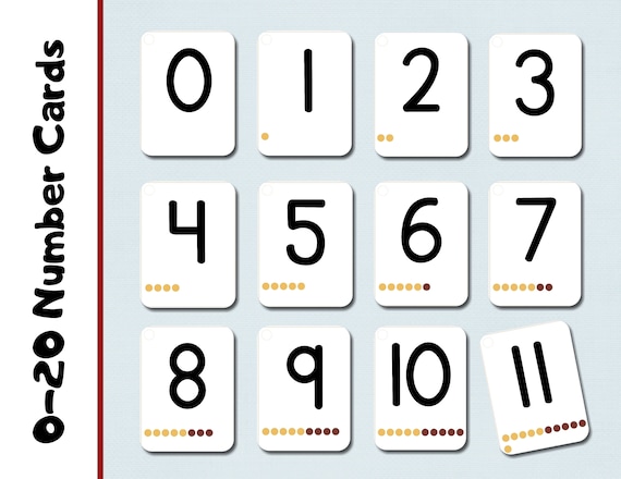 Number Cards 0-20 Abacus Flash Cards Count to 20 Flash | Etsy