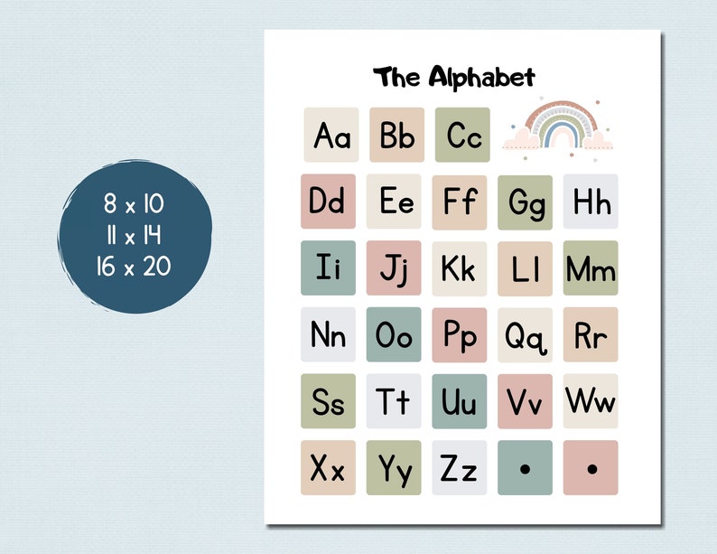 3 Alphabet Chart | ABC Chart | Uppercase | Lowercase | Preschool | Wall ...
