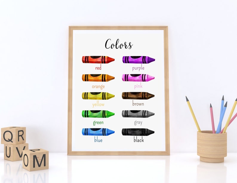 Color Poster | Educational Wall Art | Learning Colors | Color | Crayon ...