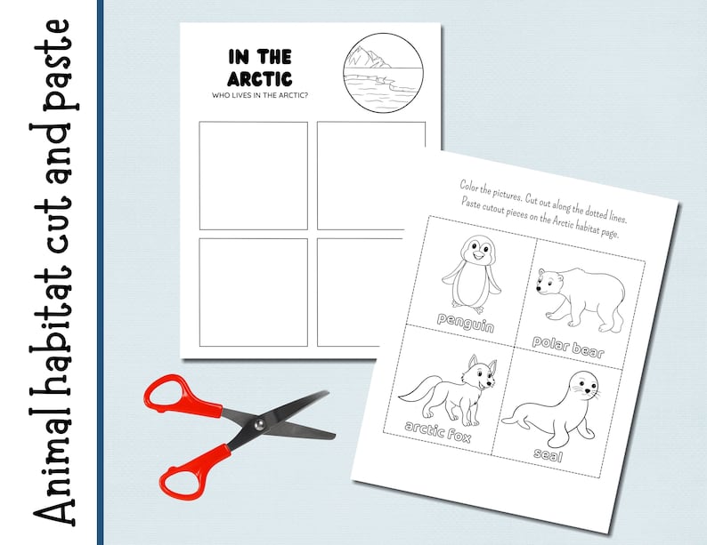 7 Animal Habitat Cut and Paste Activities | Cut and Paste | Animal ...
