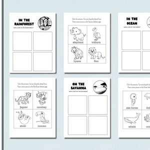 7 Animal Habitat Cut and Paste Activities | Cut and Paste | Animal ...