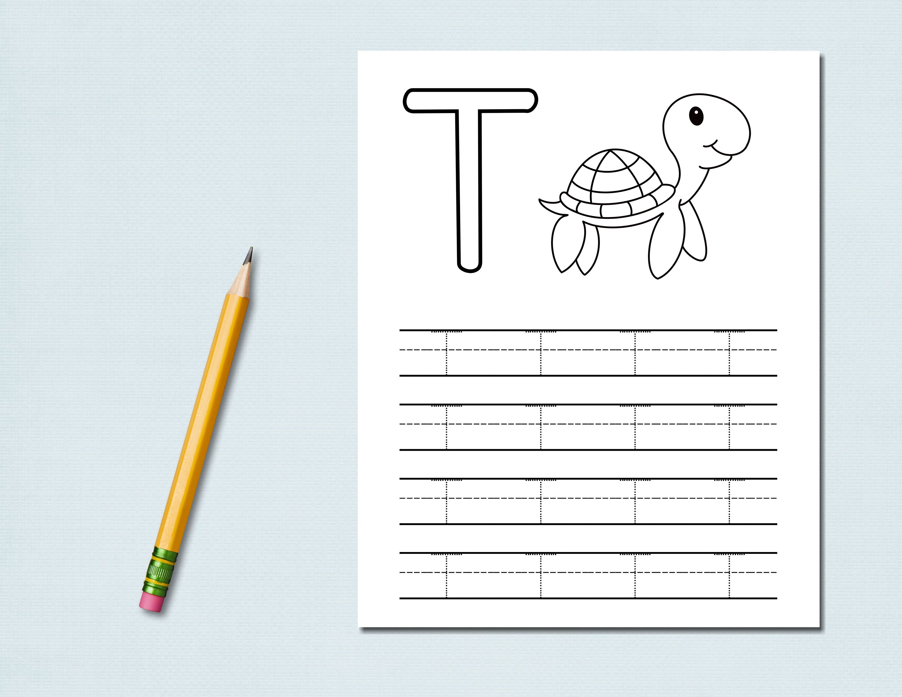 Uppercase Alphabet Tracing Worksheets Coloring Pages - Etsy