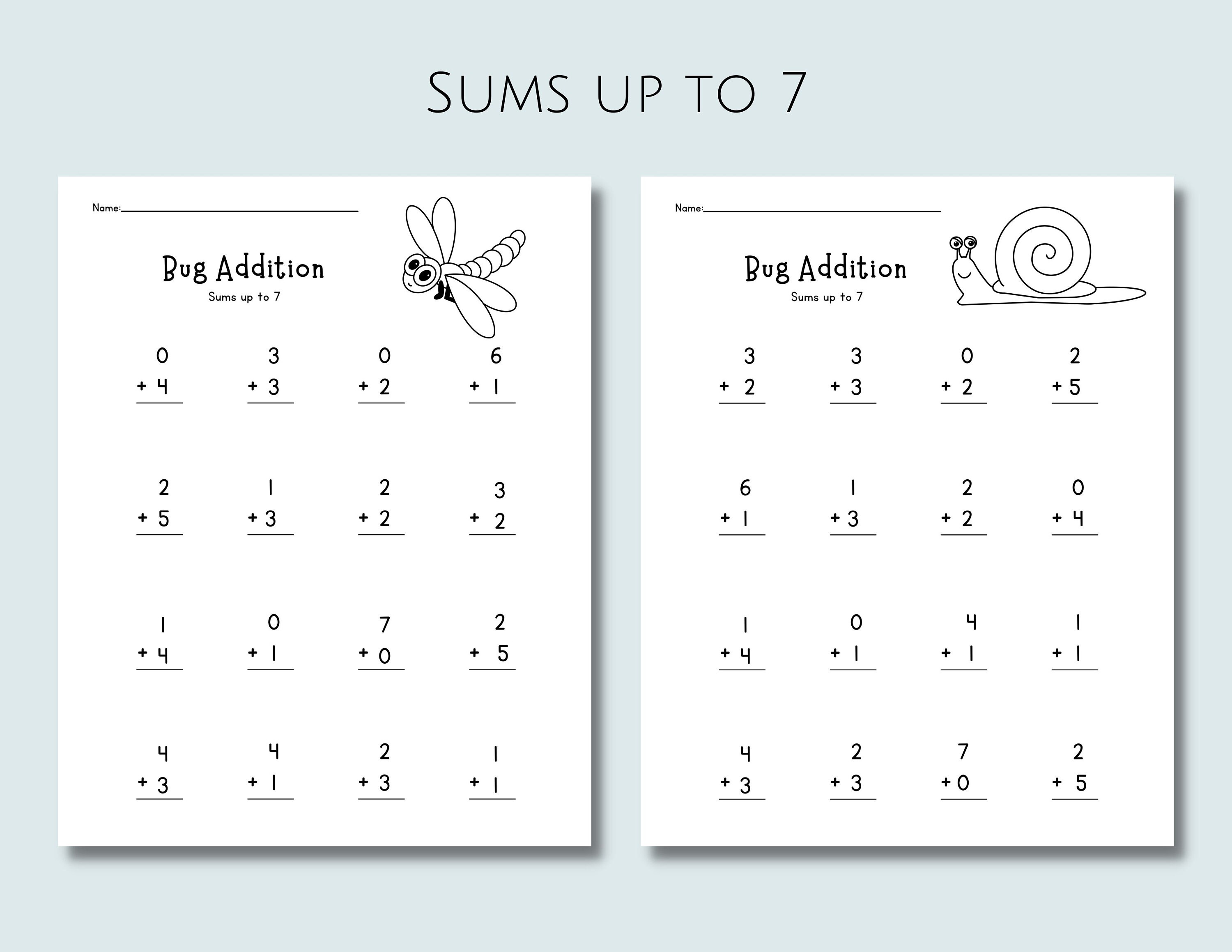 12 Bug Theme Addition Worksheets | Math Worksheets | 12 Pages | Sums ...