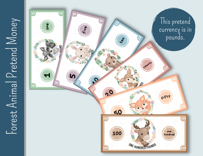 Forest Animal Money | Pretend Play | Printable | Kids Money | Mom Bucks ...