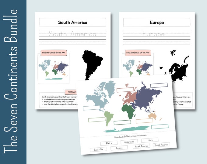 Continents Flashcards and Worksheets Printable Downloads // Continents ...