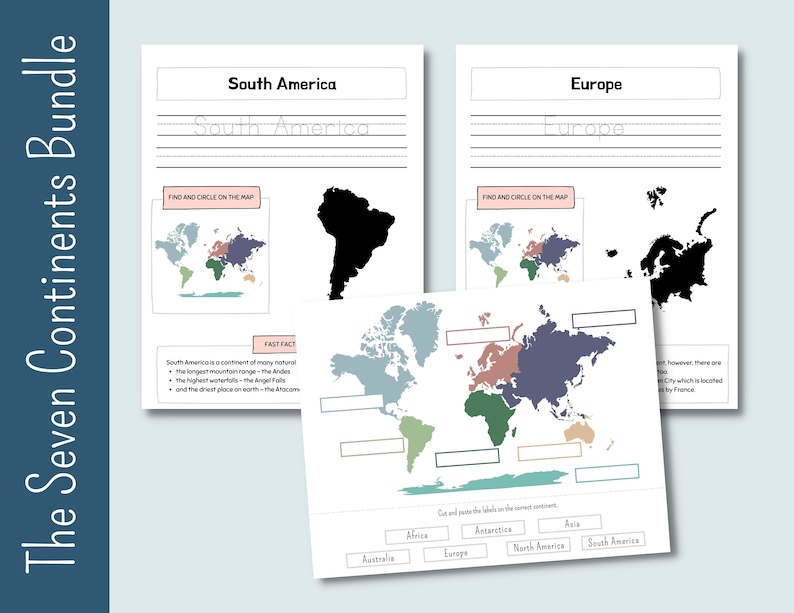 7 Continents Educational Bundle | Worksheets and Activities | World ...