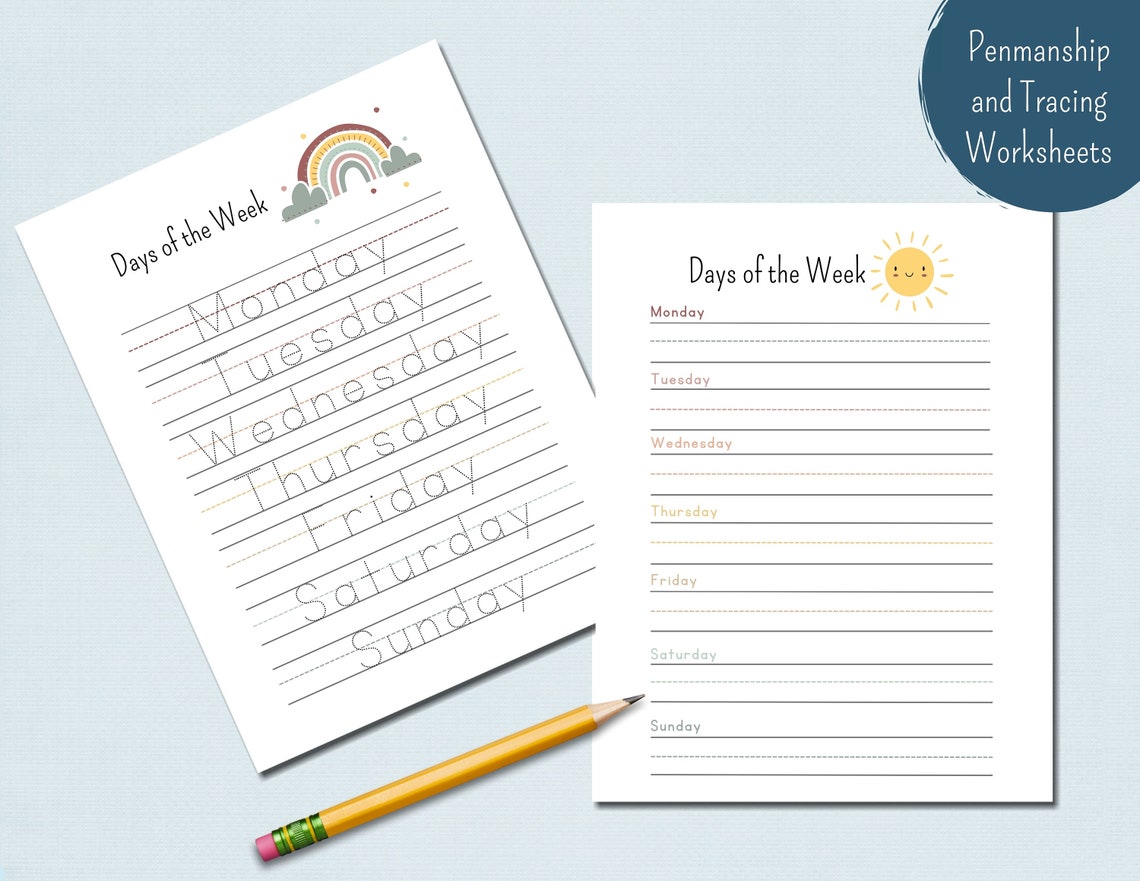 Months of the Year Handwriting Worksheets Days of the Week Handwriting ...