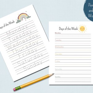 Months of the Year Handwriting Worksheets | Days of the Week ...