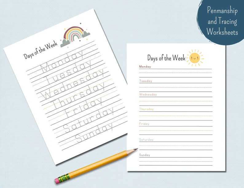 Months of the Year Handwriting Worksheets Days of the Week Handwriting ...