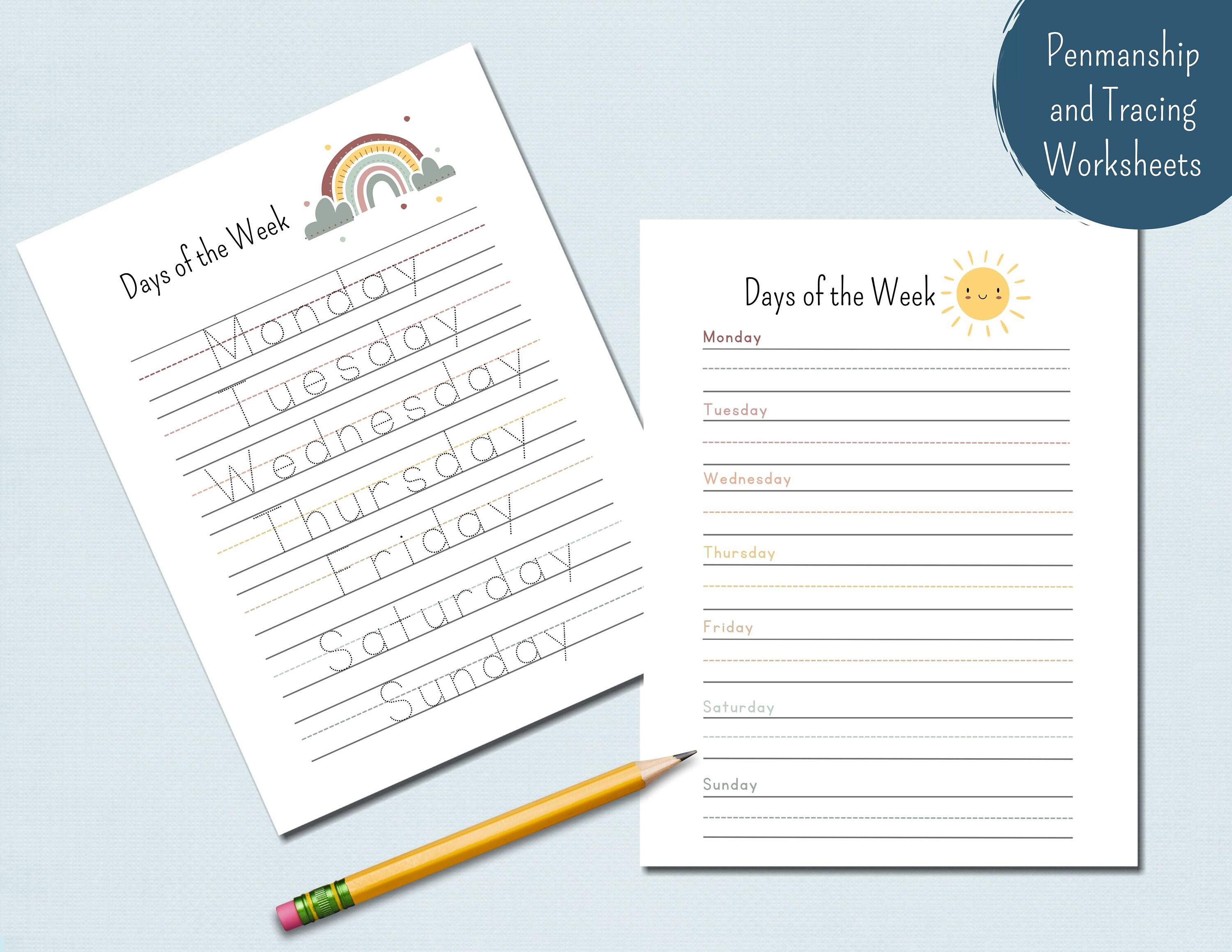 Months of the Year Handwriting Worksheets Days of the Week Handwriting ...
