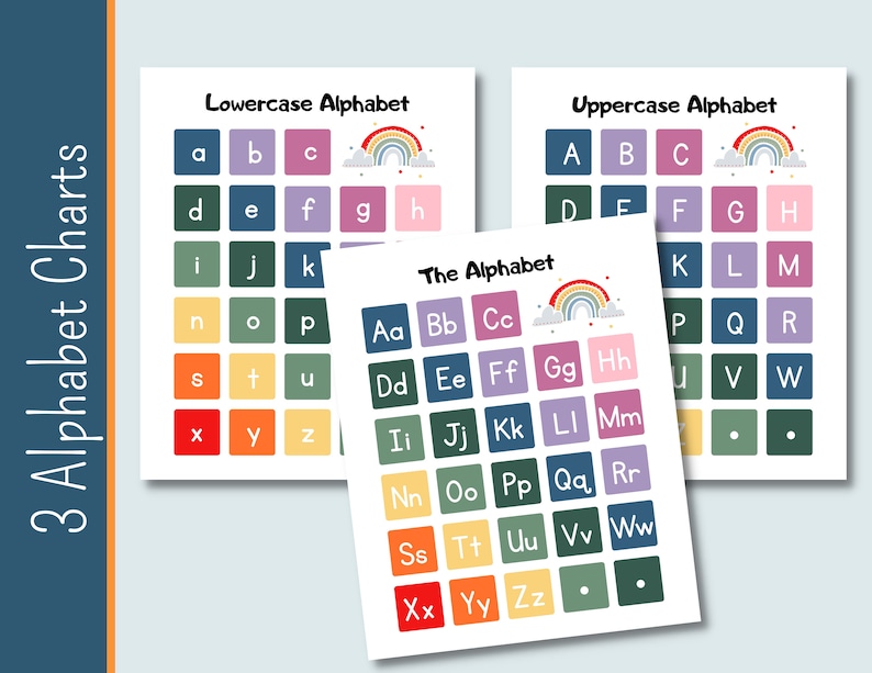 3 Alphabet Chart | ABC Chart | Uppercase | Lowercase | Preschool ...