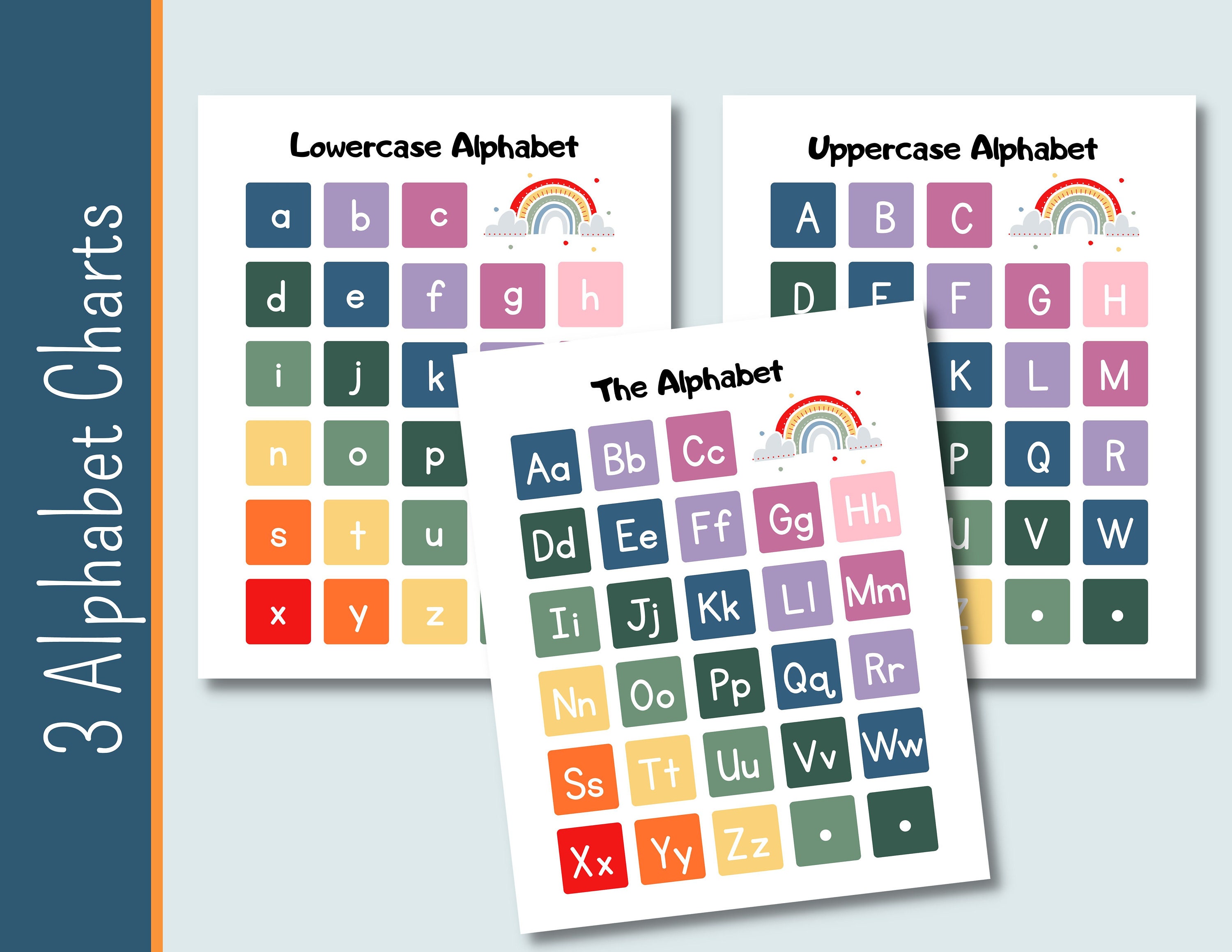 3 Alphabet Chart | ABC Chart | Uppercase | Lowercase | Preschool ...