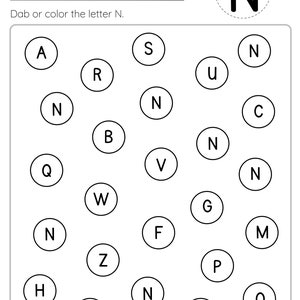 Uppercase Alphabet Dab and Dot | Alphabet Search | 26 Worksheet Pages ...