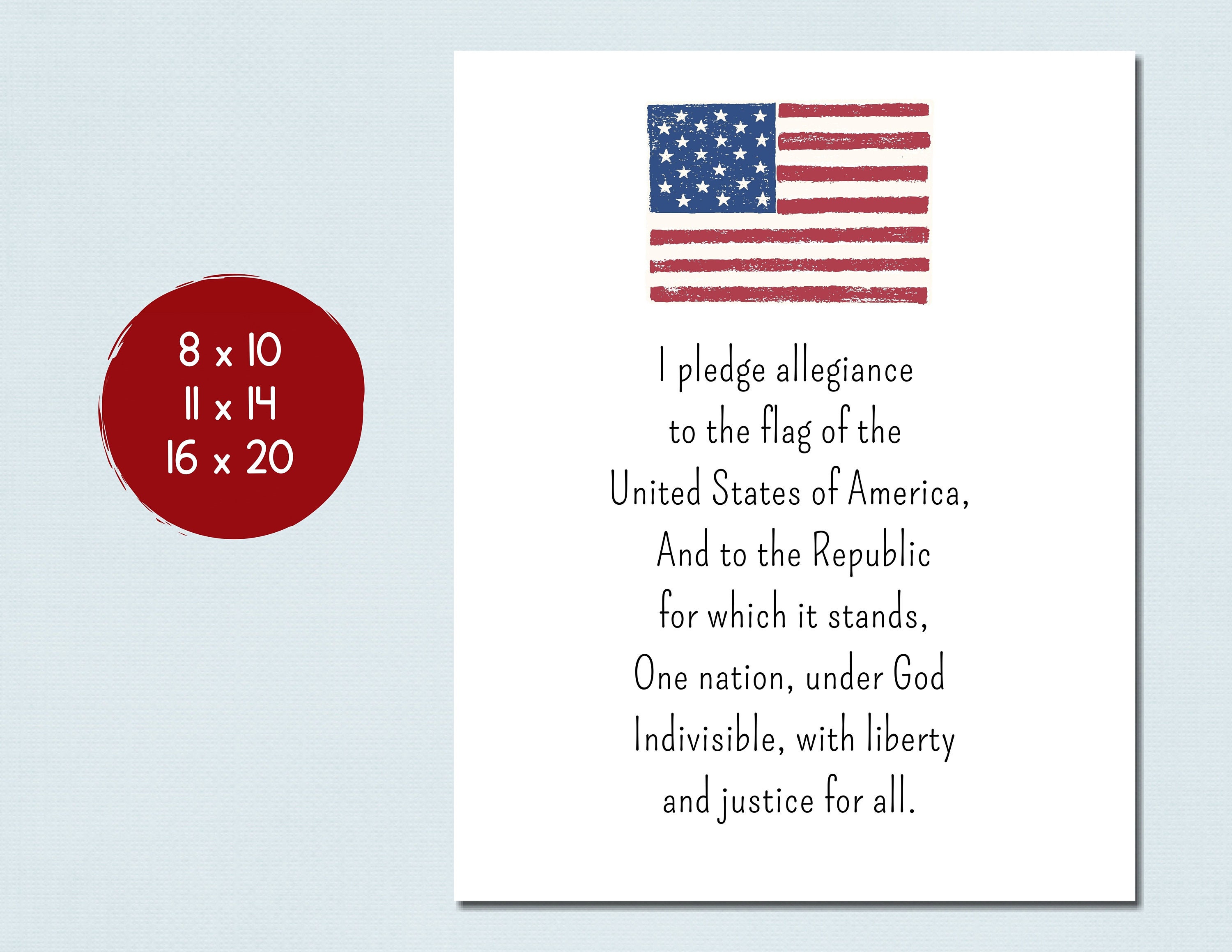 Pledge of Allegiance | Handwriting Practice | Printable Poster | Wall ...