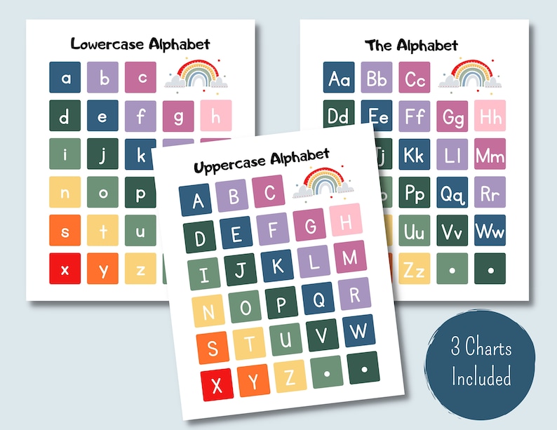 3 Alphabet Chart | ABC Chart | Uppercase | Lowercase | Preschool ...