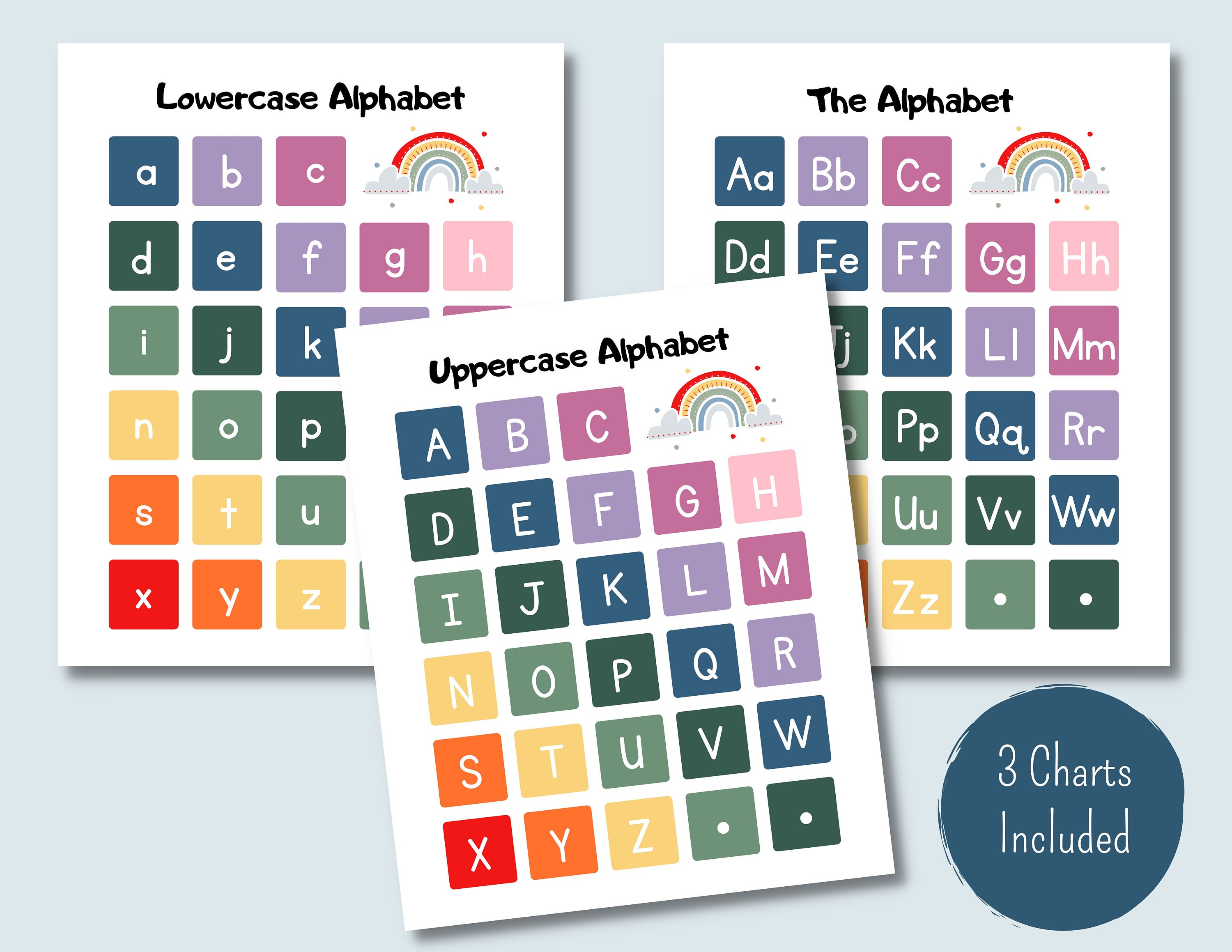 3 Alphabet Chart | ABC Chart | Uppercase | Lowercase | Preschool ...