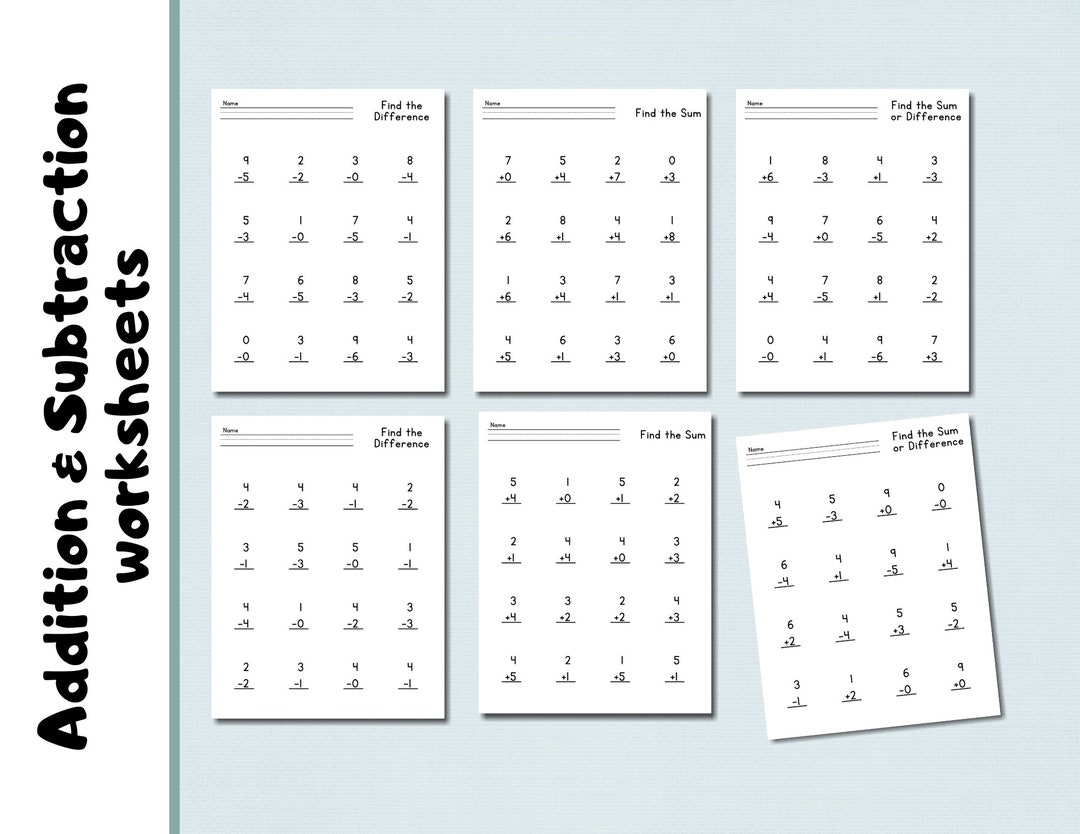 9 Addition and Subtraction Worksheets | Math Worksheets | 9 Pages ...