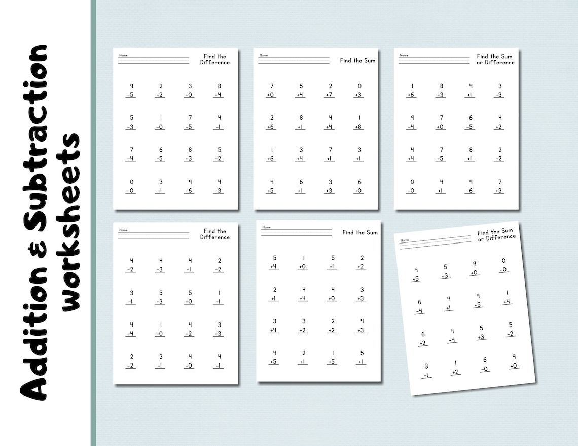 9 Addition and Subtraction Worksheets | Math Worksheets | 9 Pages ...
