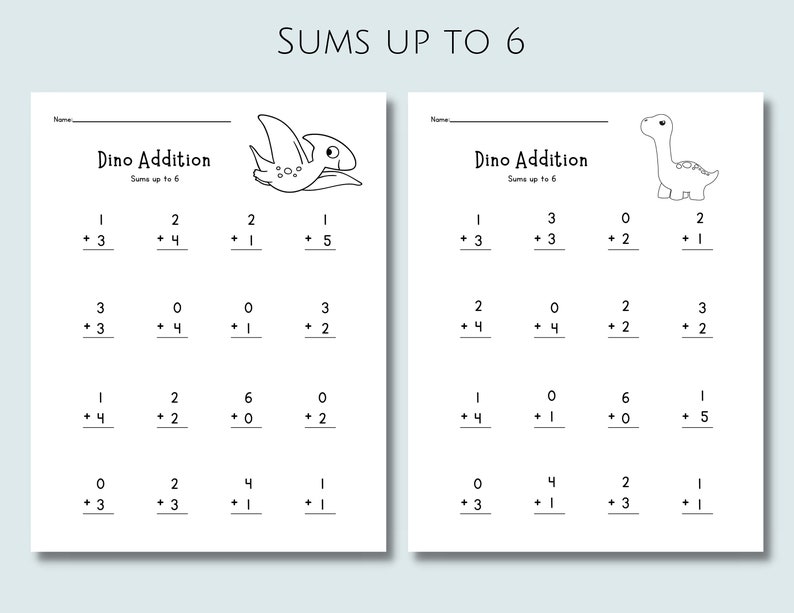 12 Dino Addition Worksheets | Math Worksheets | 12 Pages | Sums Under ...